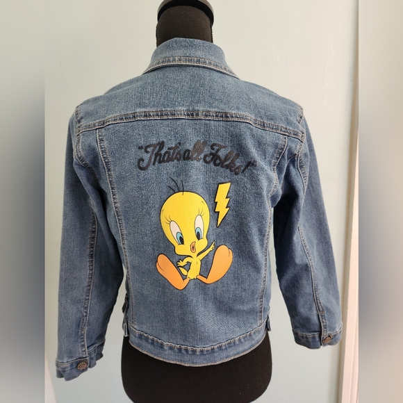 Warner Bros. | Jackets & Coats | Looney Tunes Tweety Bird Denim Jacket ...